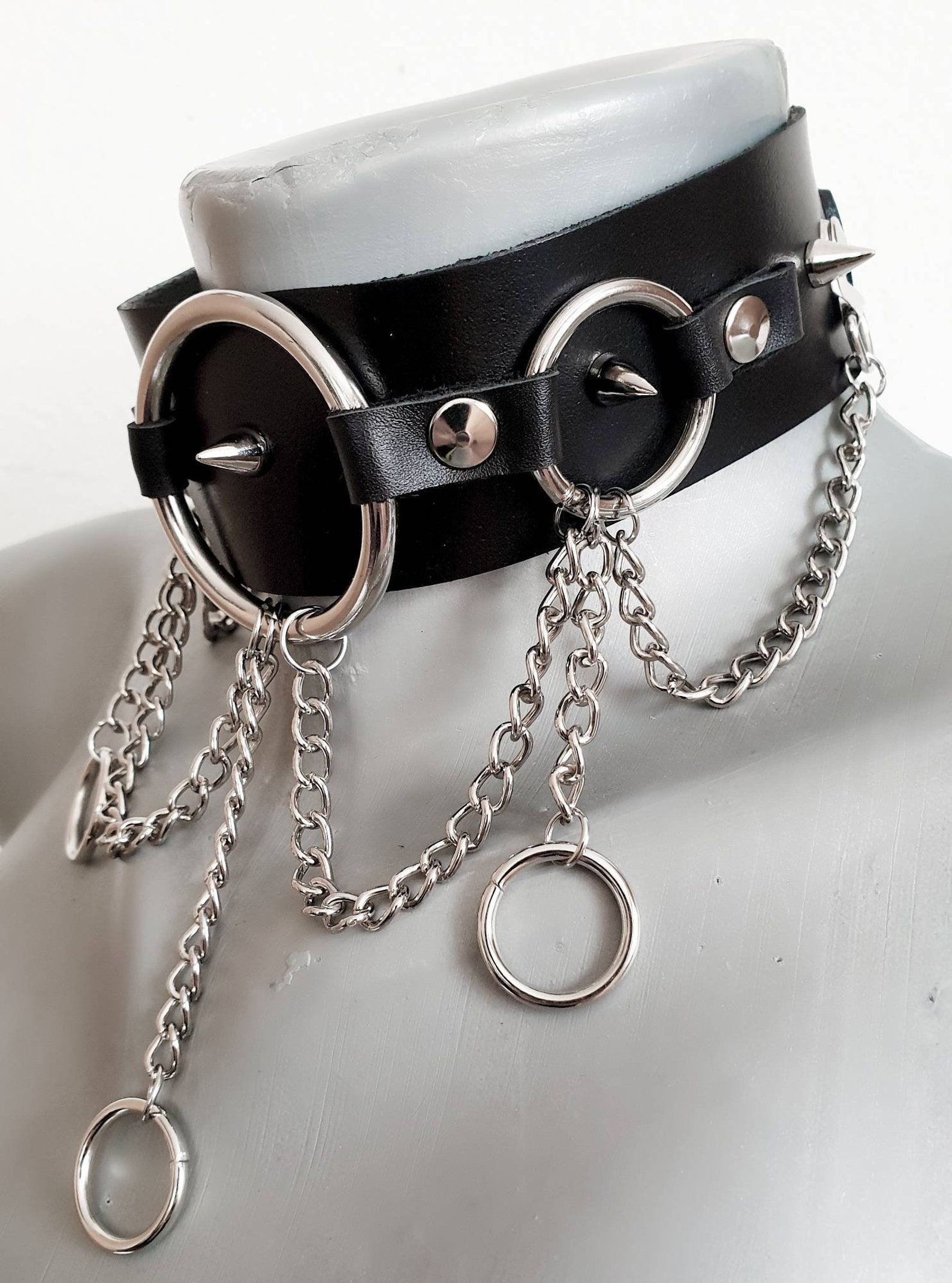 Gothic Punk Rock Choker With Rings - Etsy