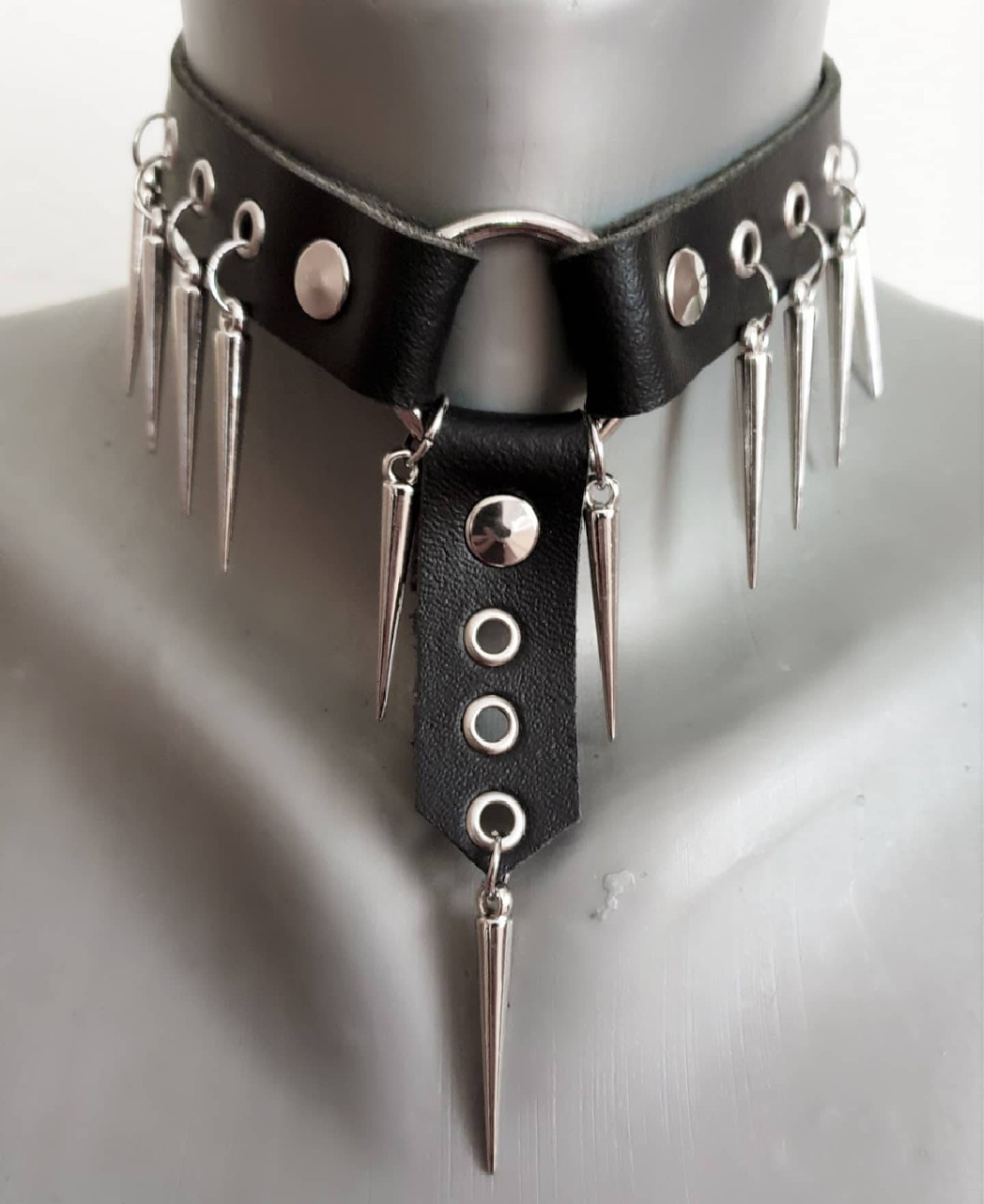 Gothic rough Punk Rock Women Leather Choker | Etsy