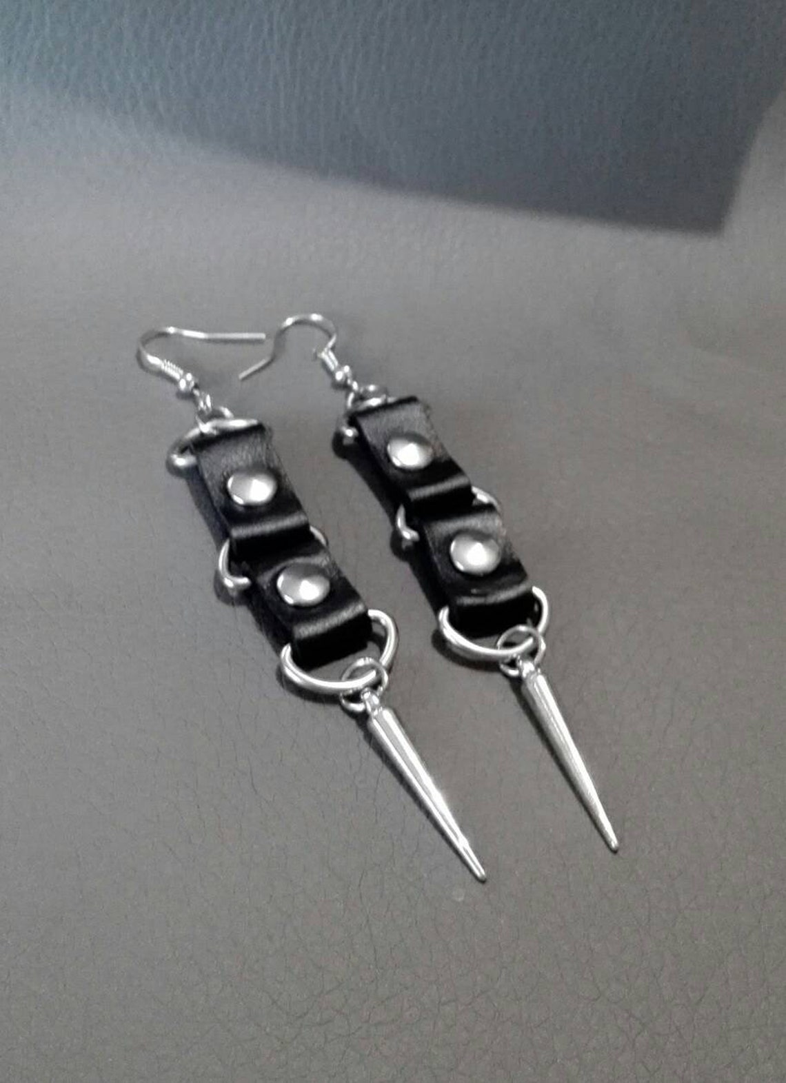 Leather Gothic Punk Rock Earrings - Etsy