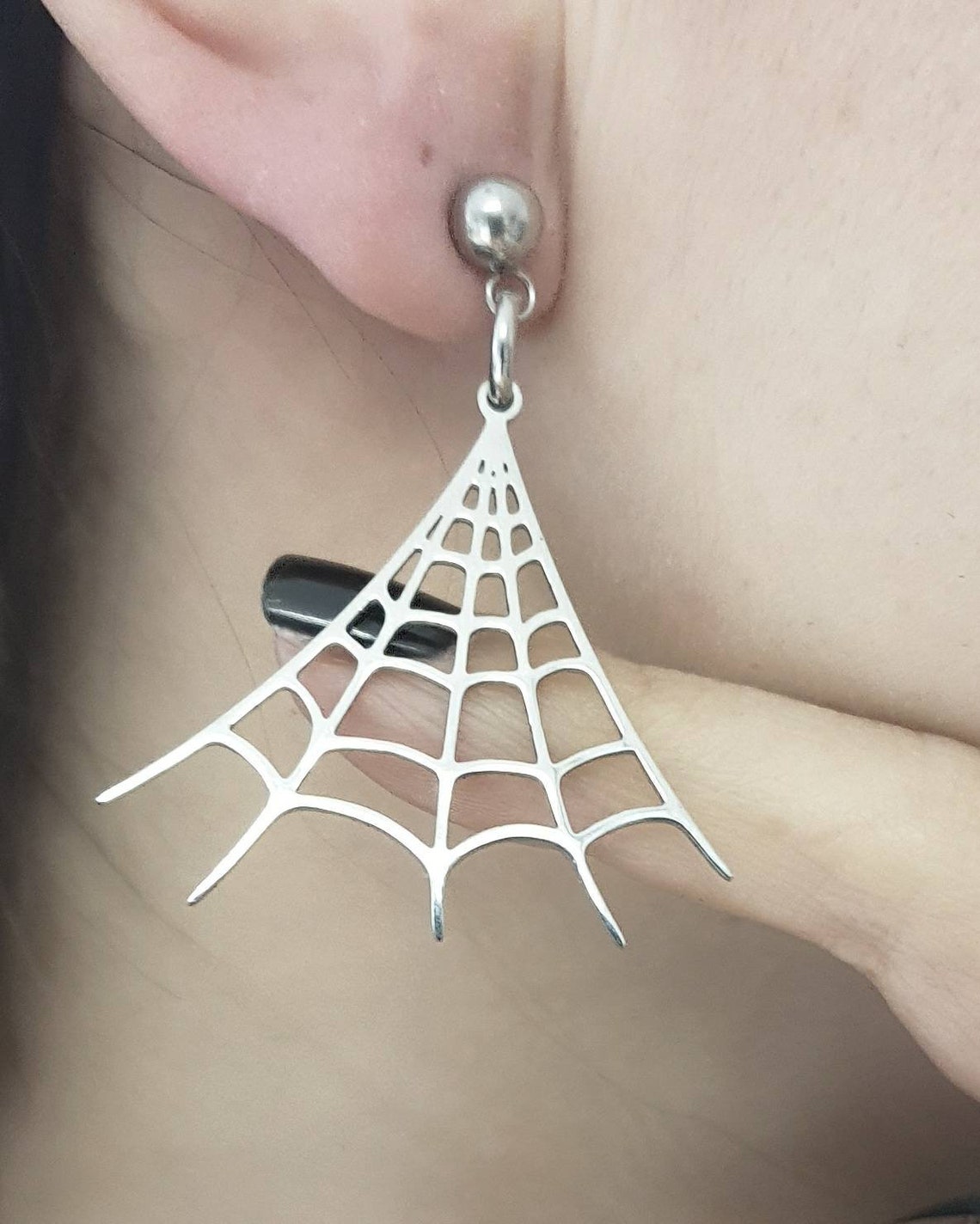 Stainless Steel Spiderweb Gothic Earrings - Cobweb Grunge Earrings - Etsy