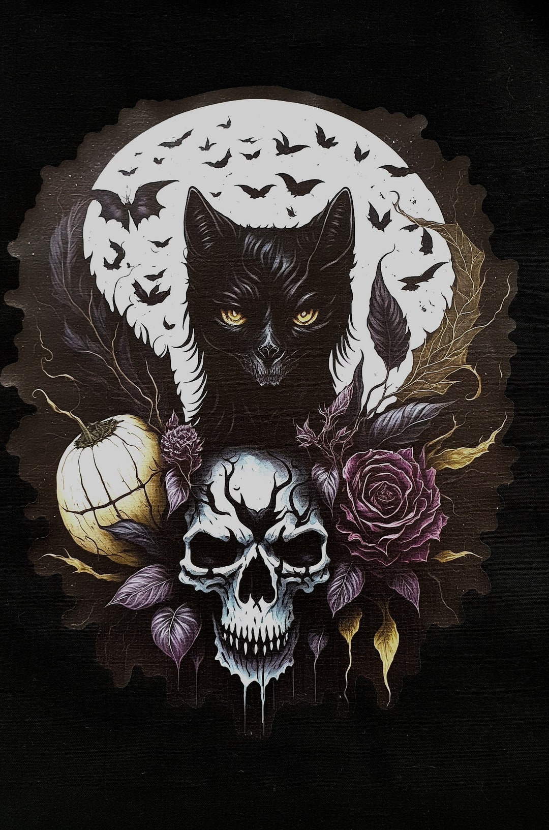 Gothic Kitty With a Skull Tote Bag - Witchy Cat and Kill Shopping Bag ...