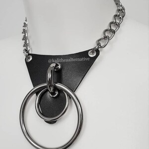 Statement Leather and Chain Choker - Black Metal Ring Choker - Etsy