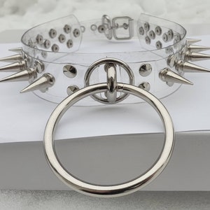 Transparent Vinyl Choker With Spikes and Rings - Etsy