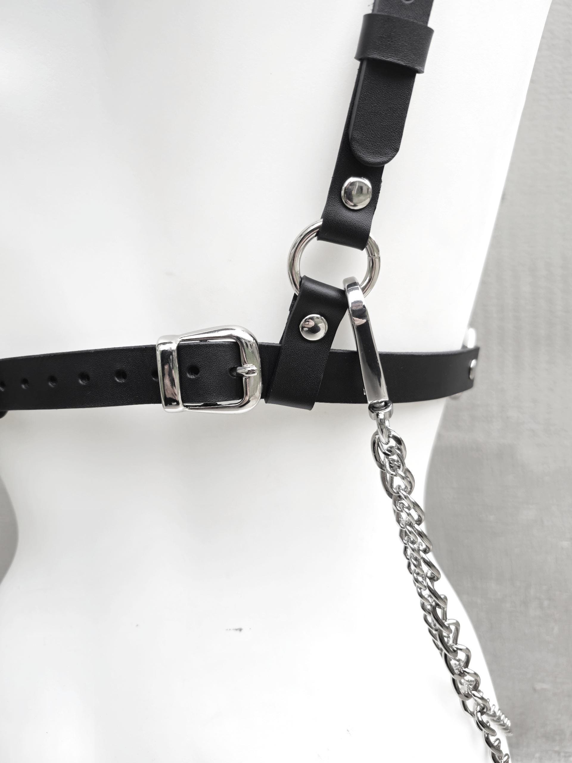Leather Grunge Goth Statement Harness With Belt Chain - Etsy