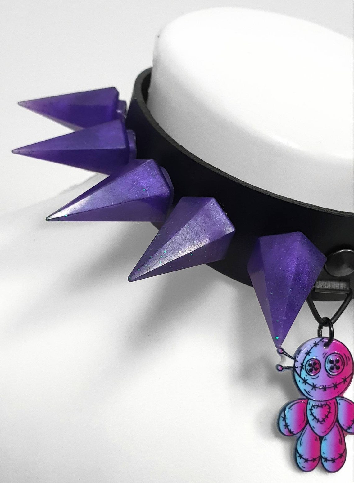 Voodoo Doll Gothic Choker - Large Purple Spikes Collar - Etsy