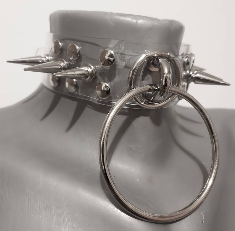 Transparent Vinyl Choker With Spikes and Rings - Etsy