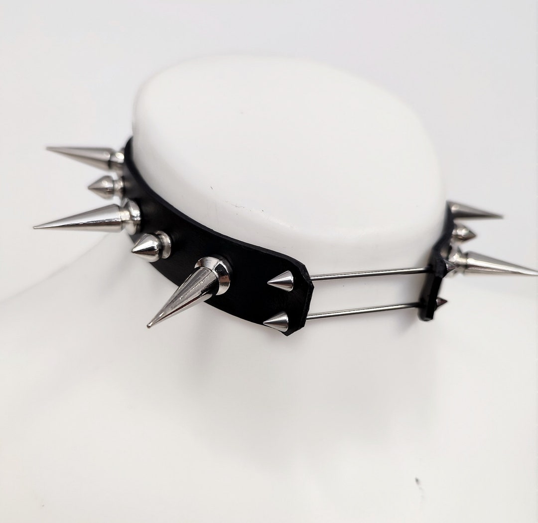 Statement Choker With Spikes - Black Metal Spiked Choker - Etsy