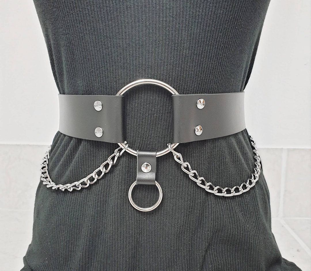 Gothic Leather Belt With Chains - Etsy