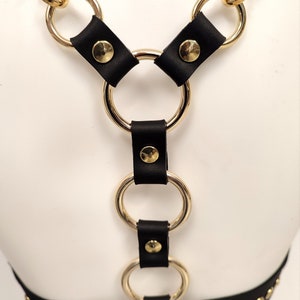 Grunge Goth Statement Leather Harness - Golden Color Hardware Harness ...