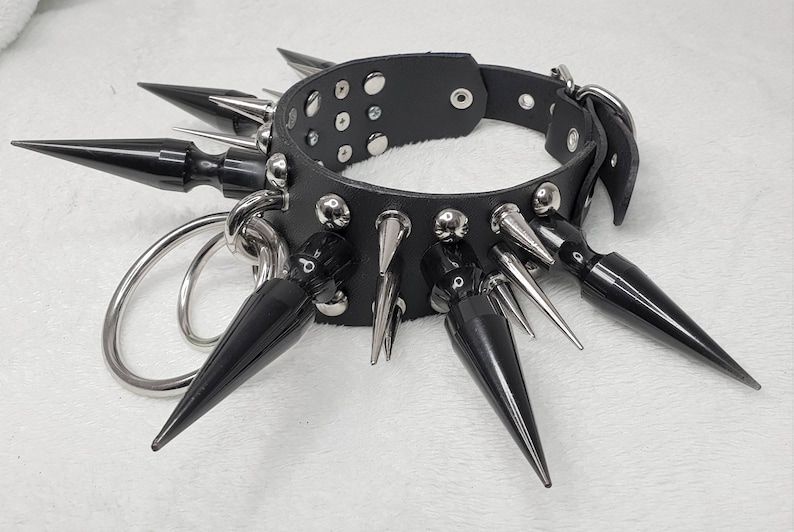 Leather hysteria Large Spikes Gothic Choker - Etsy