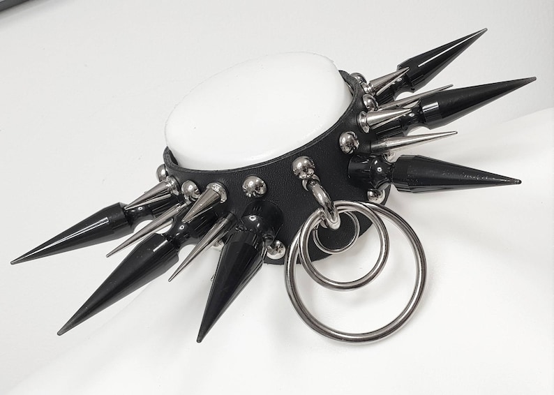 Leather hysteria Large Spikes Gothic Choker - Etsy
