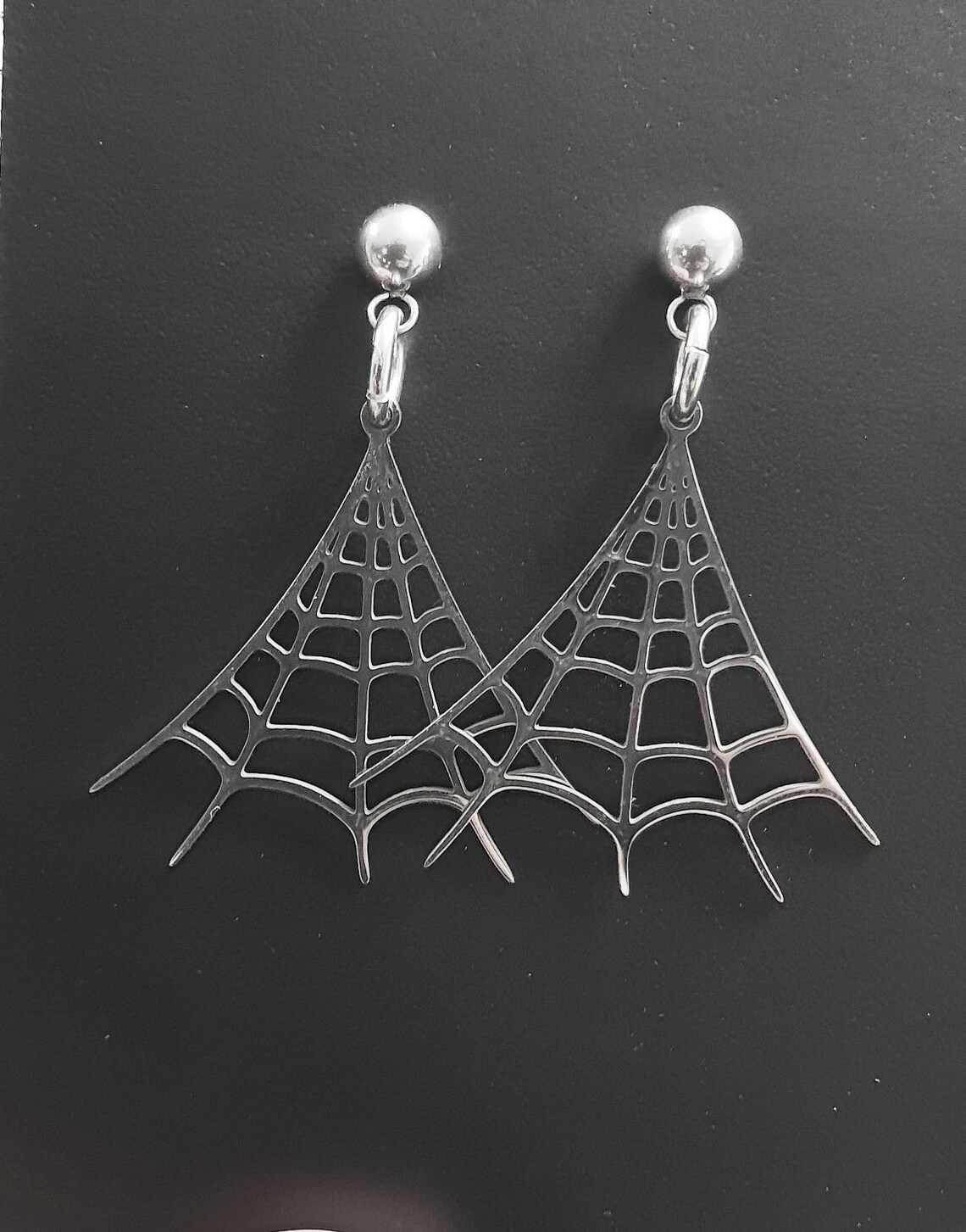 Stainless Steel Spiderweb Gothic Earrings - Cobweb Grunge Earrings - Etsy