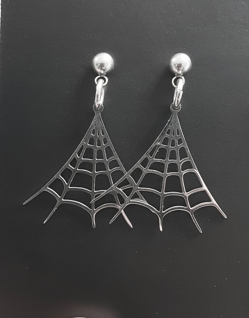 Stainless Steel Spiderweb Gothic Earrings - Cobweb Grunge Earrings - Etsy