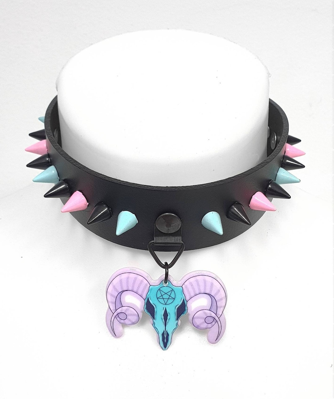 Creepy Cute Baphomet Spiked Choker Pastel Goth Goat Head Choker - Etsy