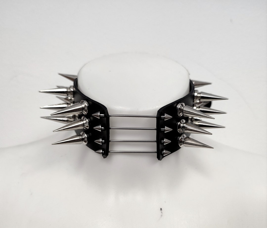 Industrial Black Leather Spiked Choker - Alternative Fashion Jewelry - Etsy