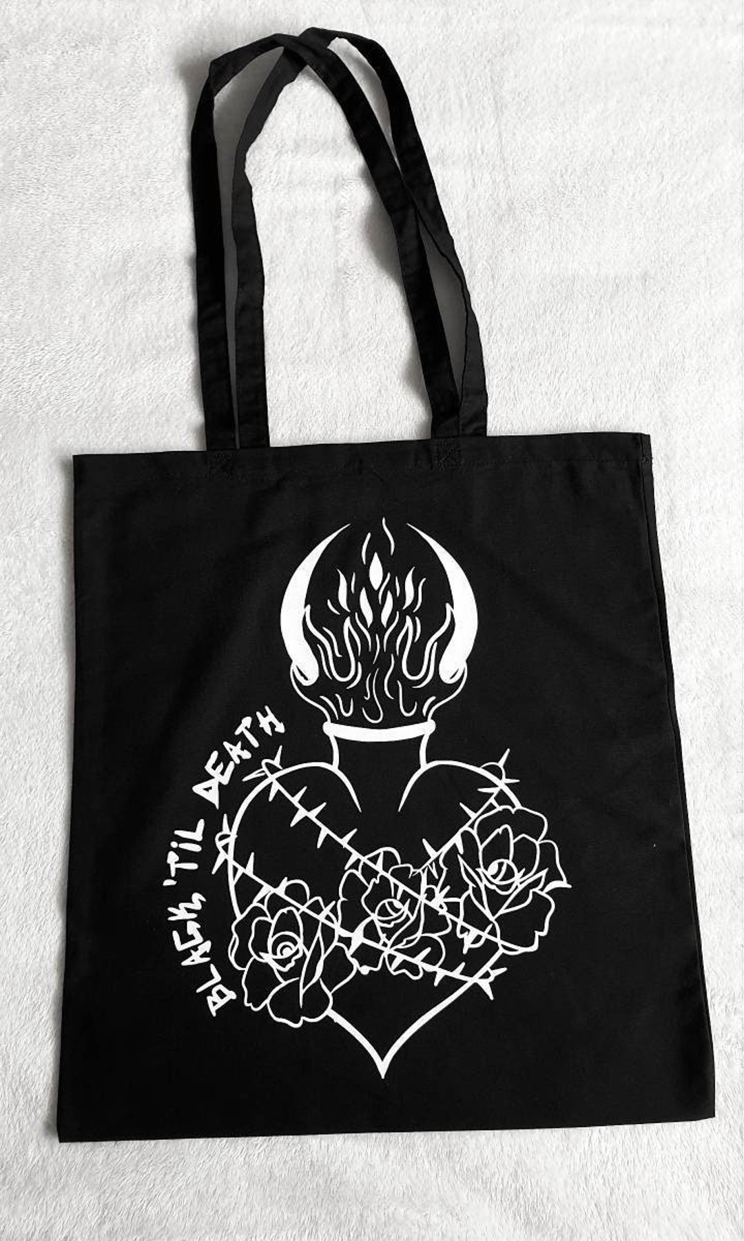 Gothic Witchy Handmade Tote Shopping Bag Bottle and Thorns Grunge Bag ...