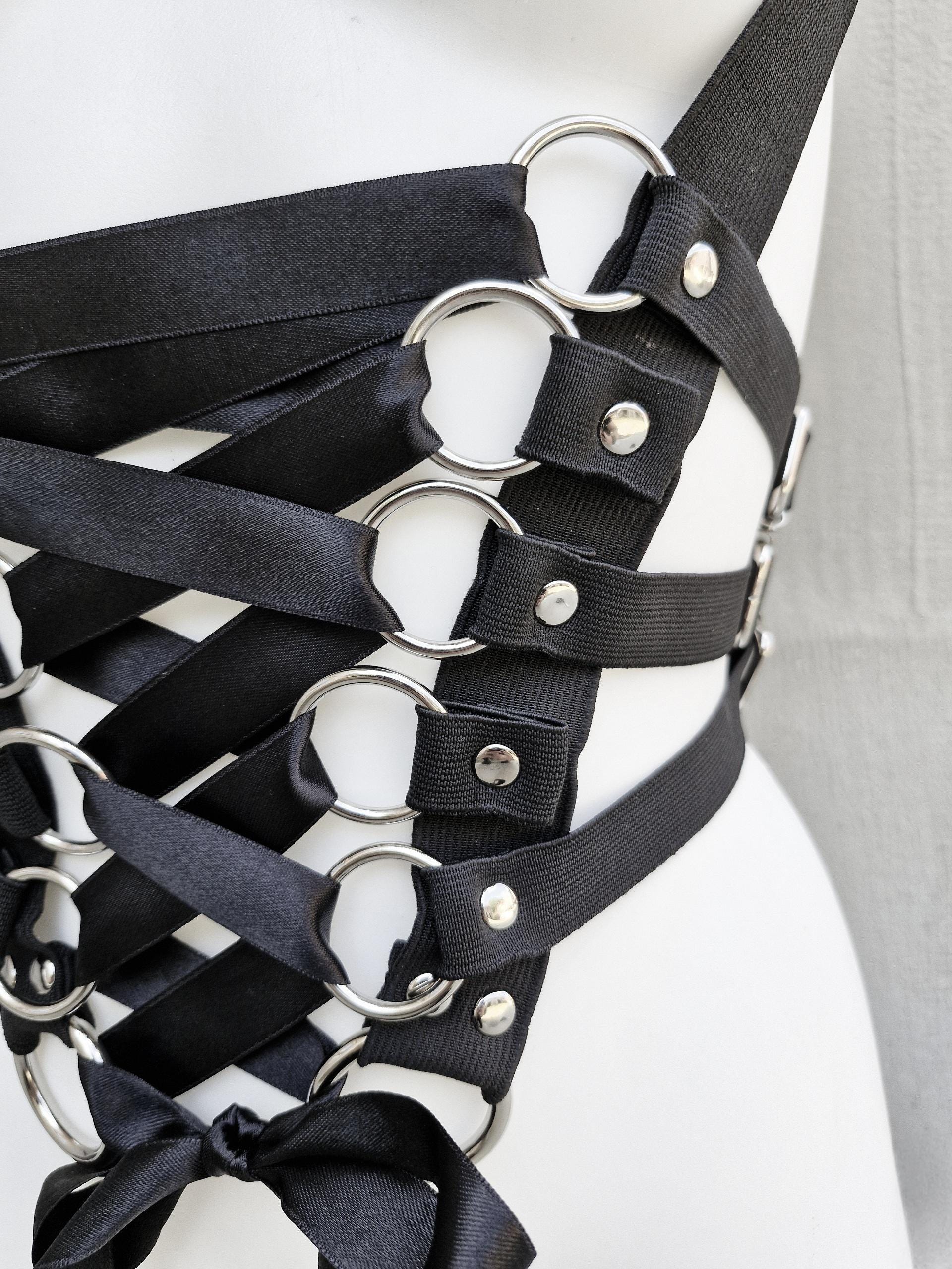 Black Elastic Goth Harness - Adjustable Gothic Lingerie Outfit - Etsy