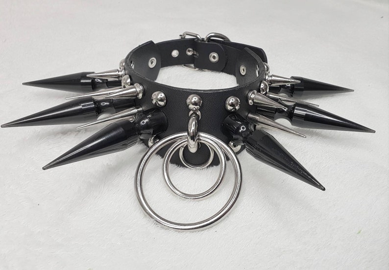Leather hysteria Large Spikes Gothic Choker - Etsy