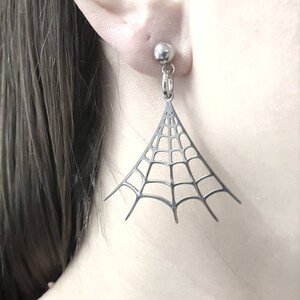 Stainless Steel Spiderweb Gothic Earrings - Cobweb Grunge Earrings - Etsy