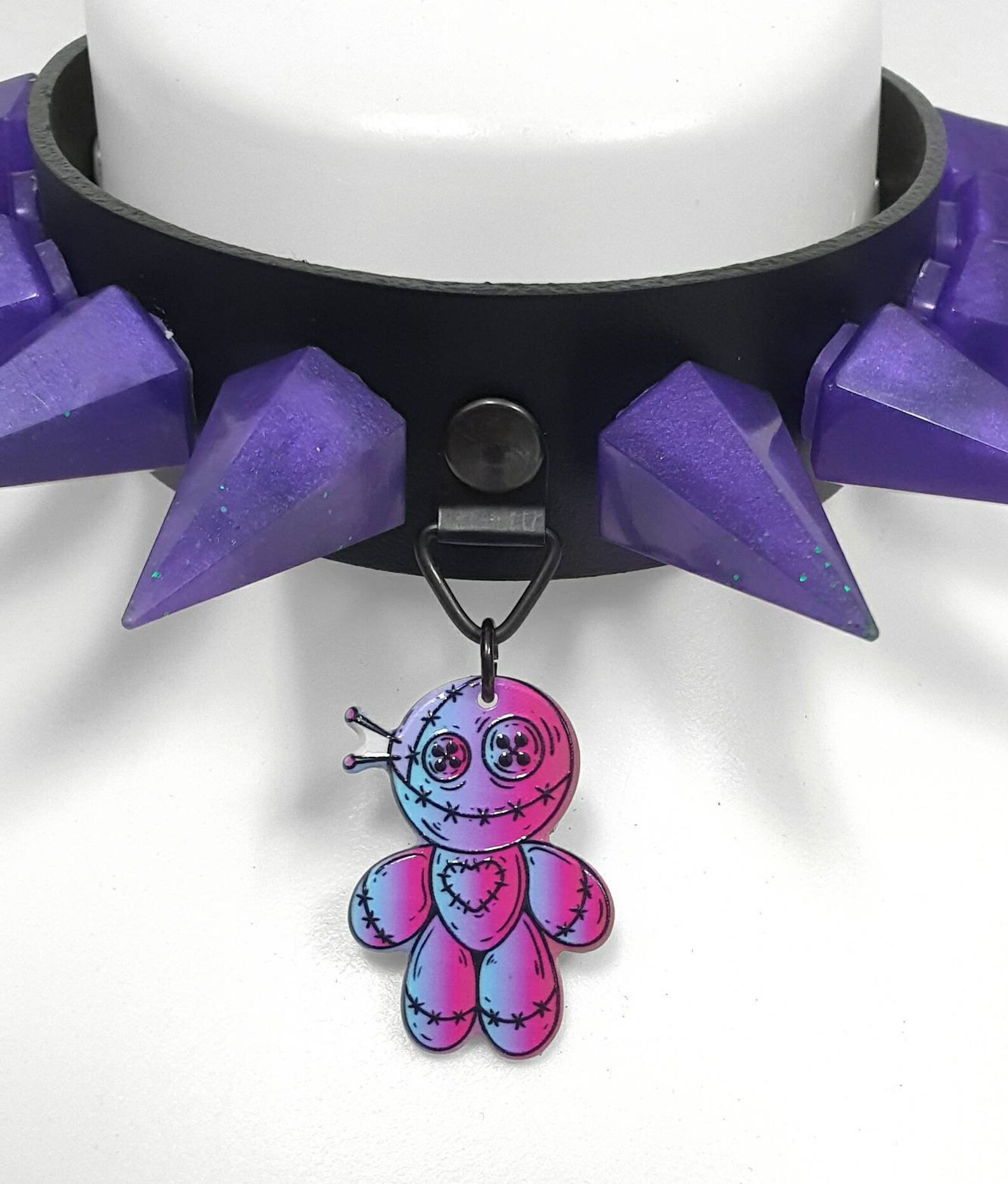 Voodoo Doll Gothic Choker - Large Purple Spikes Collar - Etsy