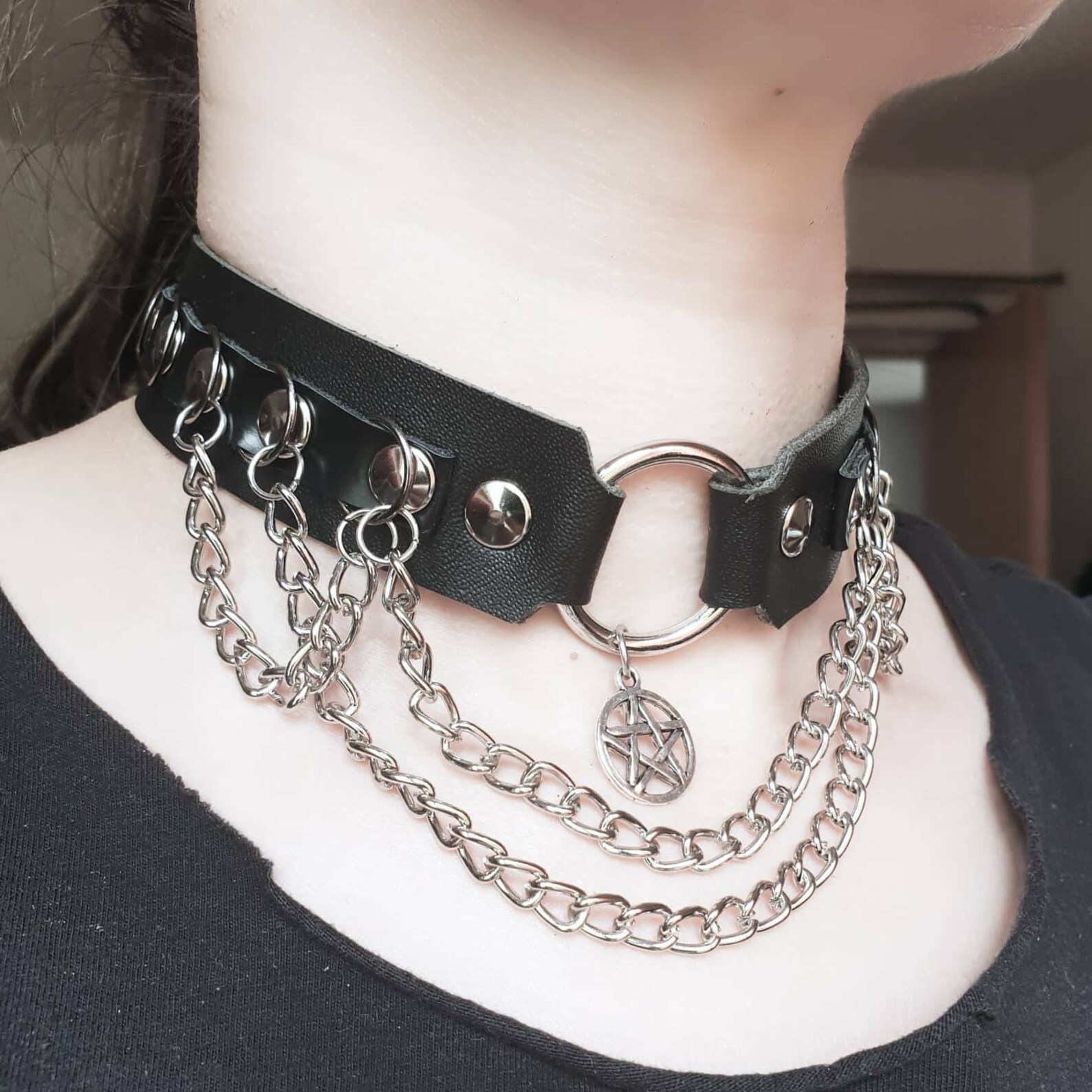 Punk Rock Choker Pentagram Choker - Etsy