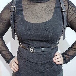 Grunge Goth Statement Leather Harness - Golden Color Hardware Harness ...