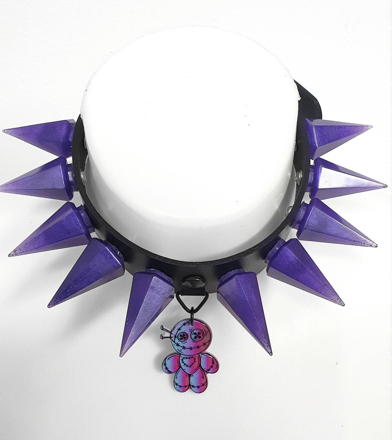 Voodoo Doll Gothic Choker - Large Purple Spikes Collar - Etsy