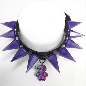 Voodoo Doll Gothic Choker - Large Purple Spikes Collar - Etsy