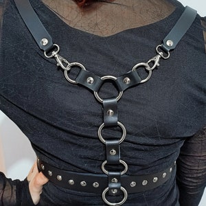 Grunge Goth Statement Leather Harness - Golden Color Hardware Harness ...