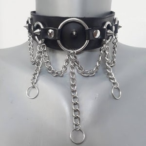 Gothic punk rock choker with rings | Etsy