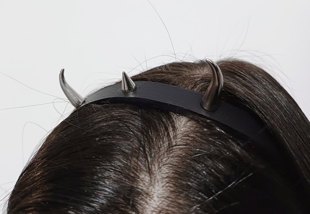 Metal Devil Horns Headband - Leather Gothic Hair Accessory - Etsy