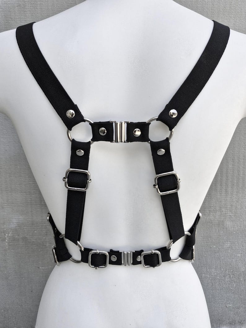 Black Elastic Goth Harness - Adjustable Gothic Lingerie Outfit - Etsy