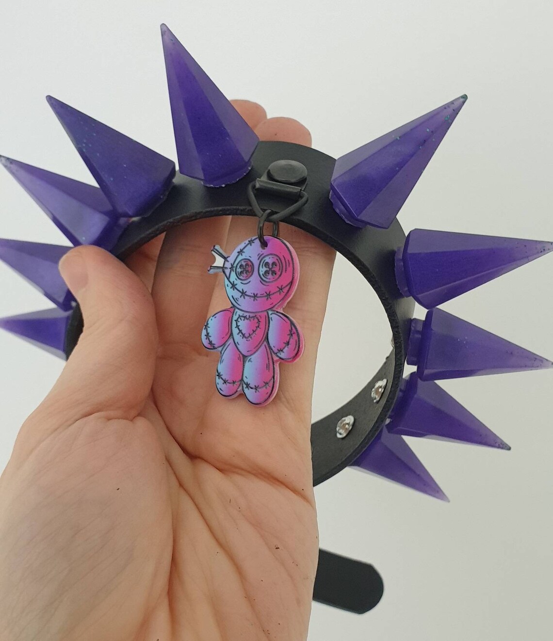 Voodoo Doll Gothic Choker - Large Purple Spikes Collar - Etsy