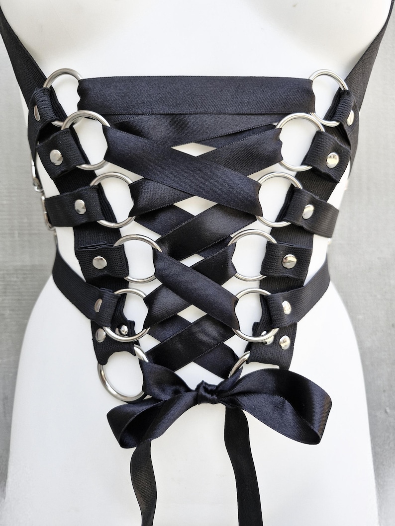 Black Elastic Goth Harness - Adjustable Gothic Lingerie Outfit - Etsy