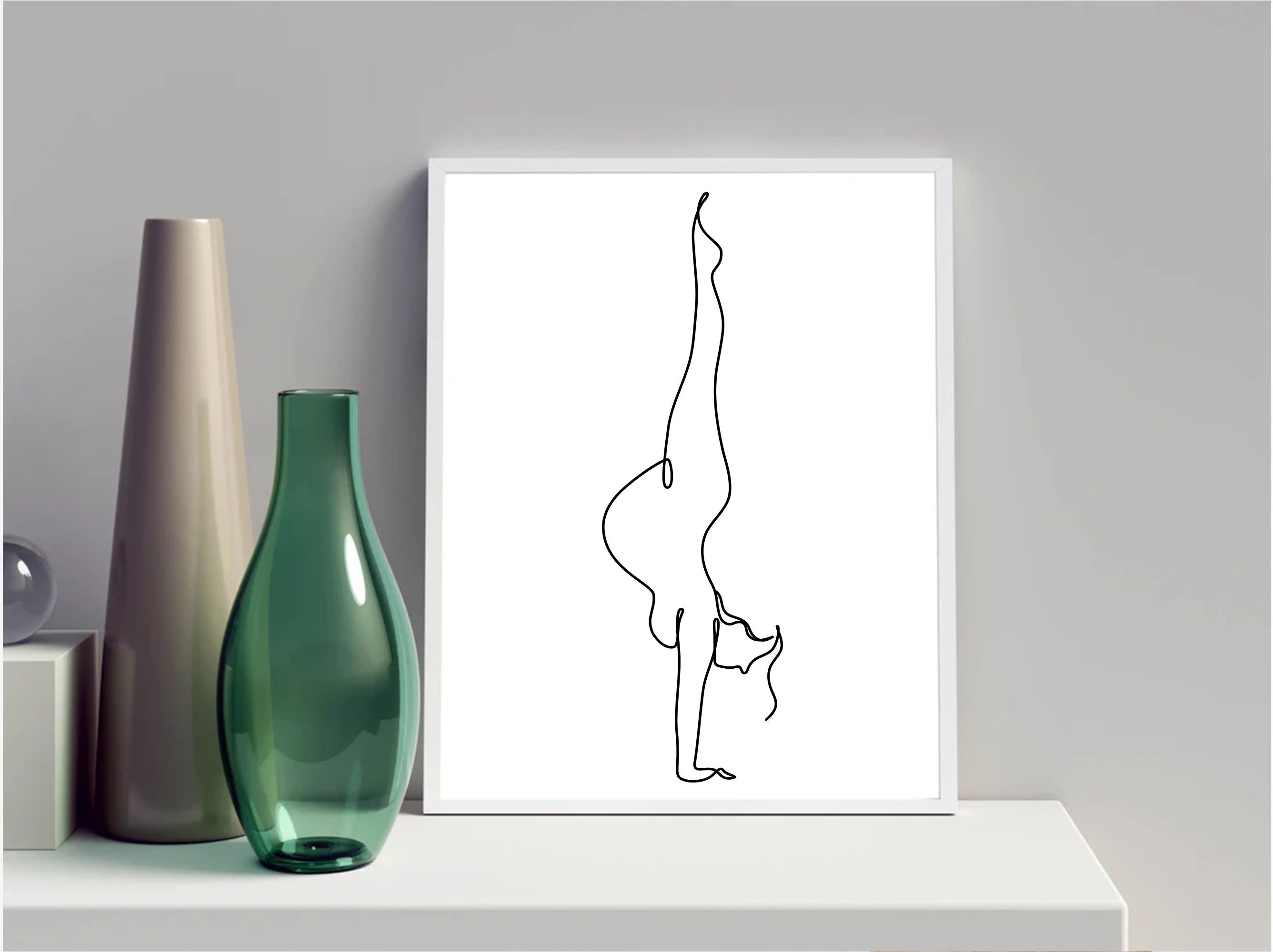 Pregnant Handstand Wall Art Woman One Line Drawing Printable - Etsy