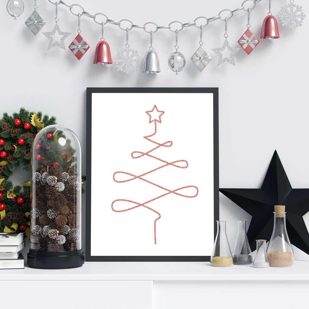 Modern Christmas Tree Sign, Minimalist Rose Gold Printable - Etsy