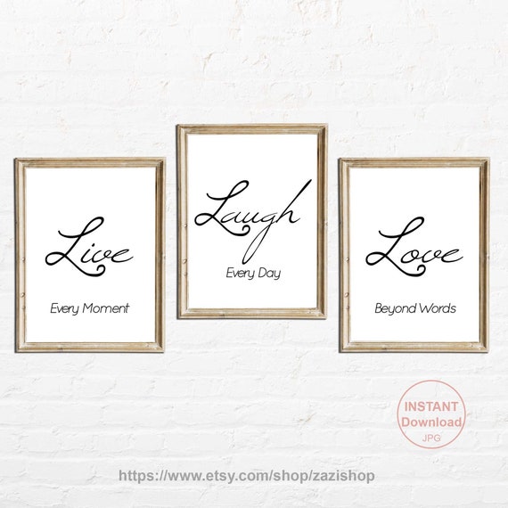 Live Laugh Love Family Inspirational Signs Printable Set of 3 | Etsy