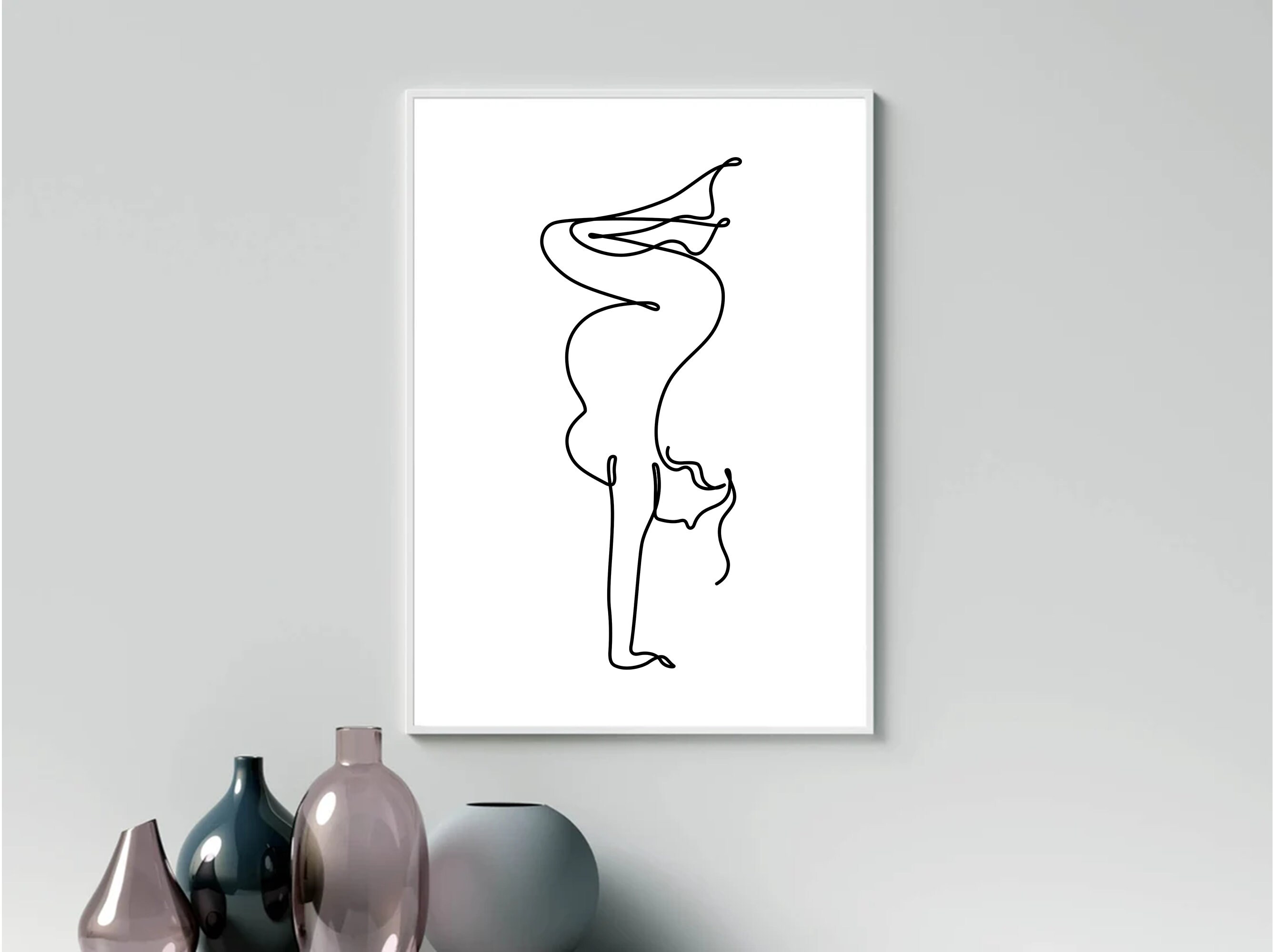 Pregnant Handstand Bent Legs Wall Art Woman One Line Drawing - Etsy