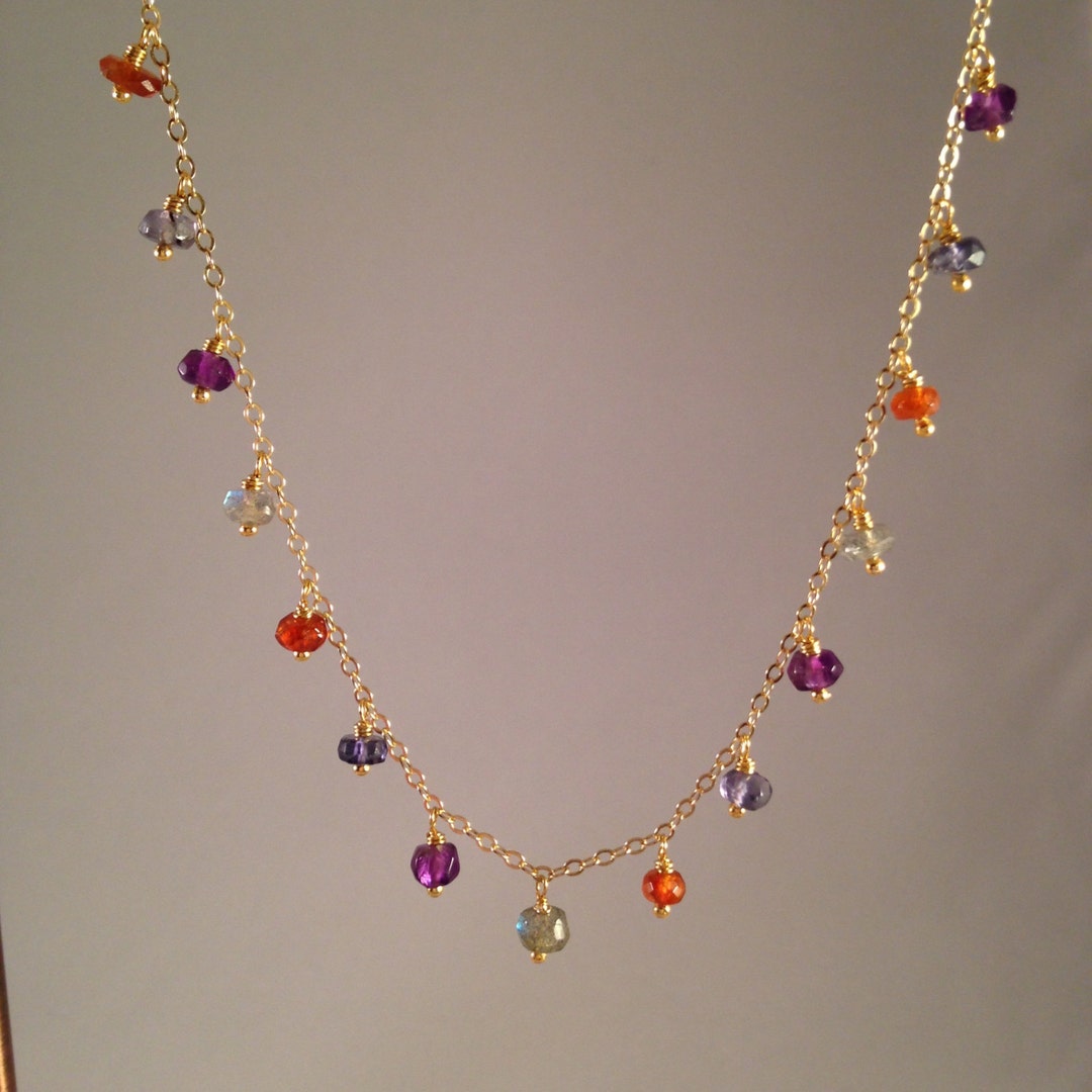Custom Multi Gemstone Necklace (you Choose Gemstones), Multi Colored ...