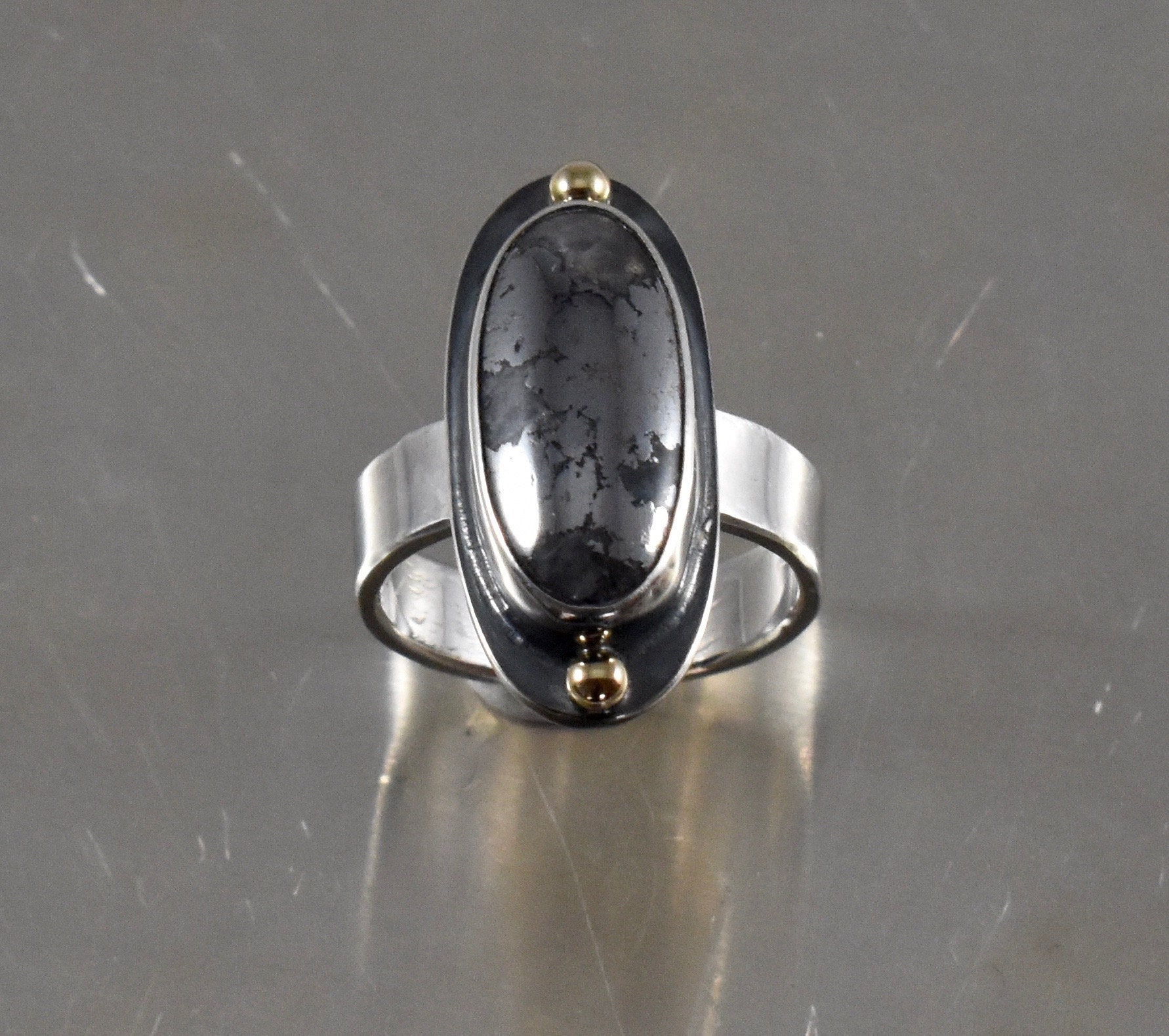 Statement Ring Native Silver Ore Ring With 18K Gold Accents - Etsy