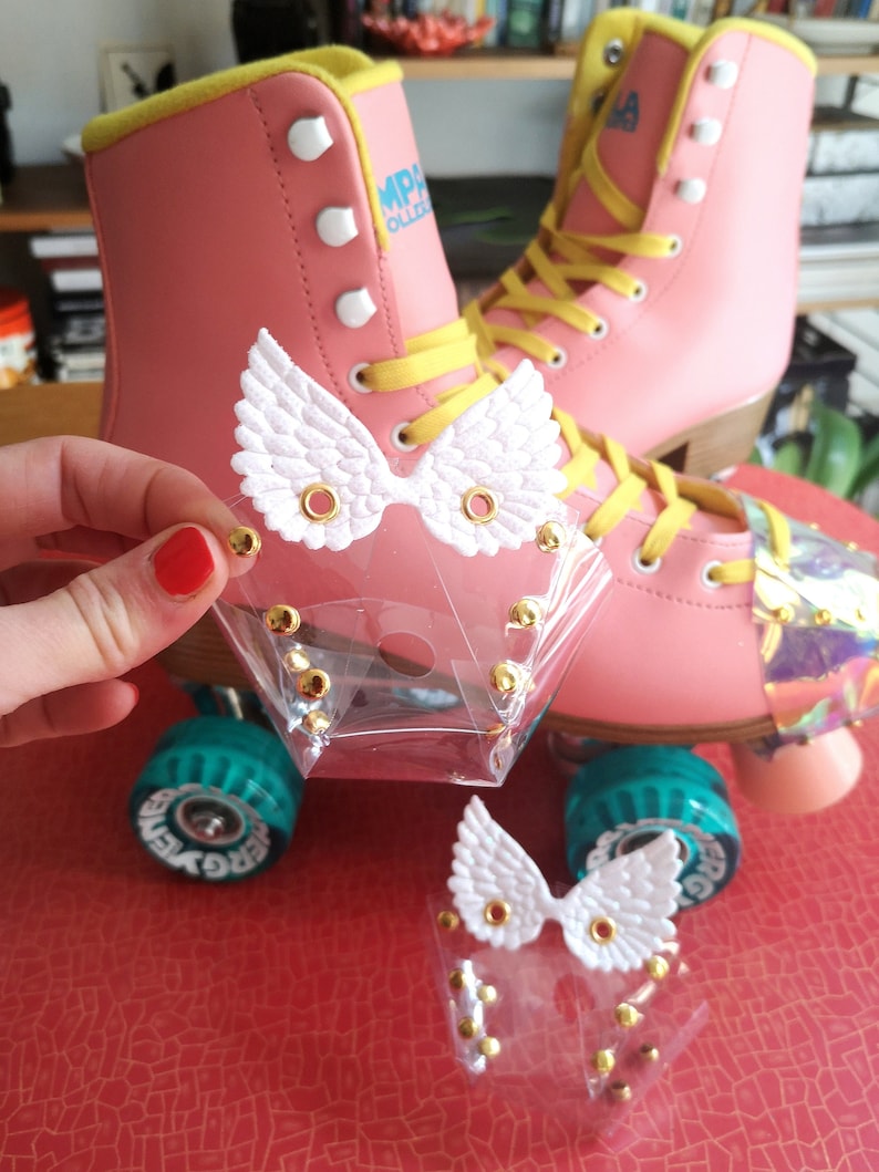Transparent PVC Roller Skate Toe Guards With White or Gold Wings. - Etsy