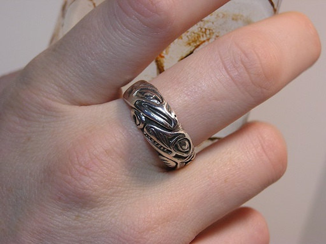 Sterling Silver Raven and Wolf Ring | Etsy