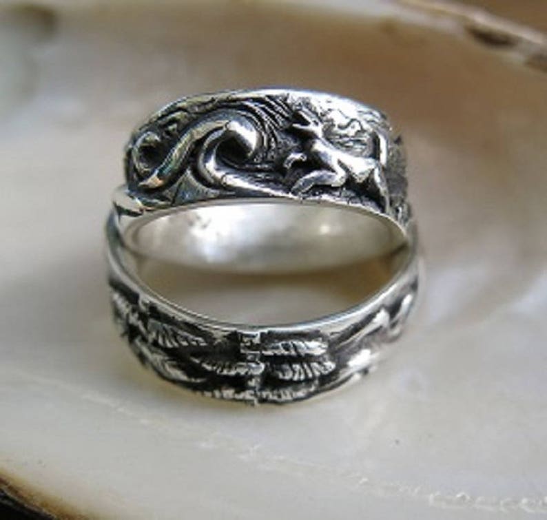 Sterling Silver Surfer Ring With Dunes Evergreen Trees and - Etsy