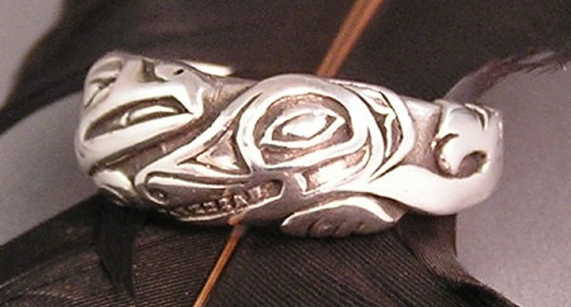 Sterling Silver Raven and Wolf Ring | Etsy