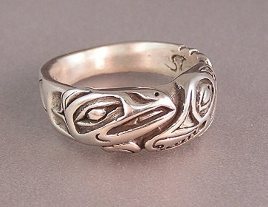 Sterling Silver Raven and Wolf Ring | Etsy