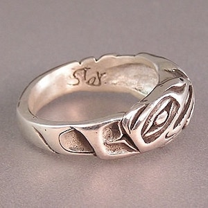 Sterling Silver Raven and Wolf Ring - Etsy