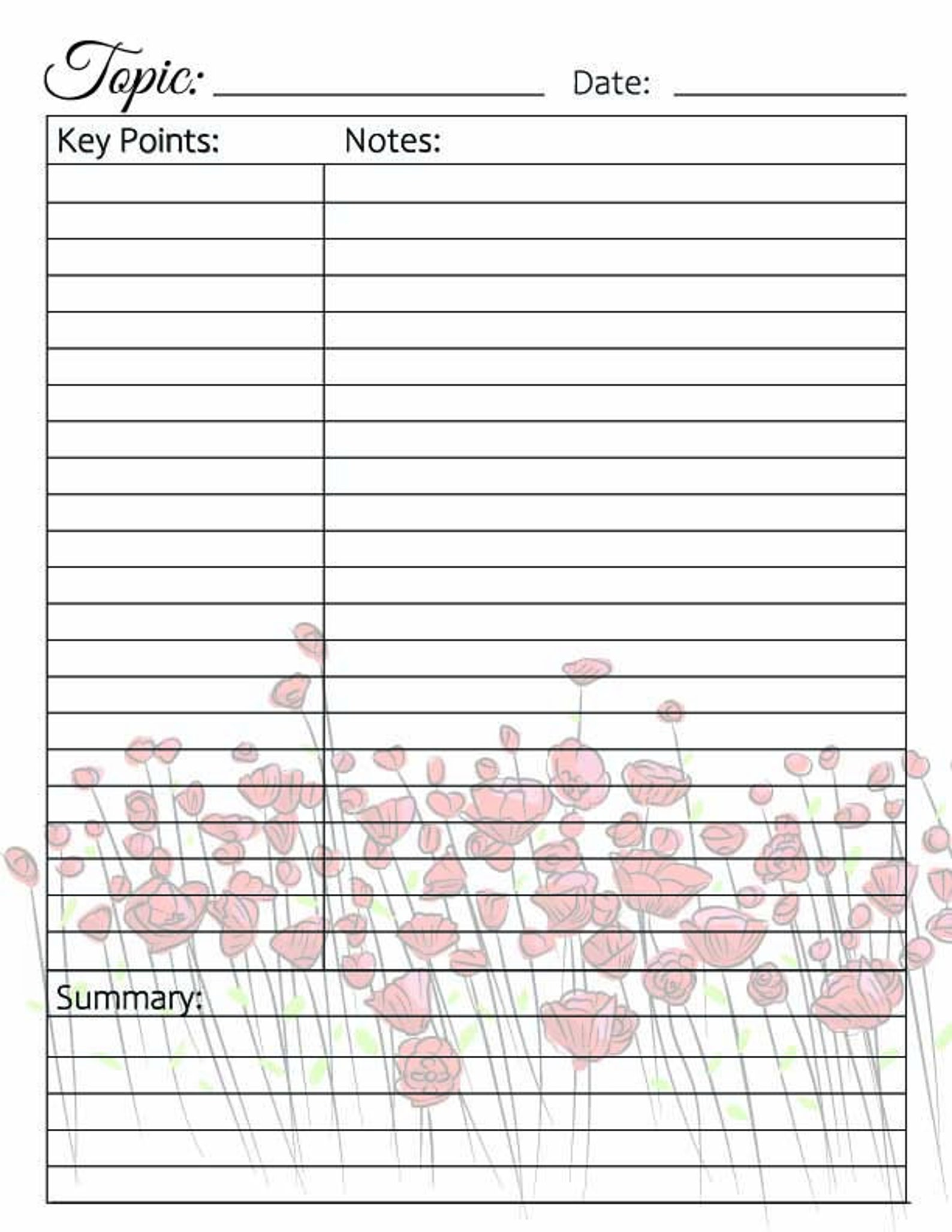 Cornell Notes Notes Printable Note Taking Printable Notes Taking ...