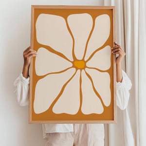 70s Retro Daisy Poster Set, Digital Download Summer Flower Print, Burnt ...