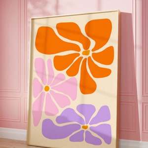 Retro Flower Poster, Abstract Botanical Art Print, Matisse Inspired ...