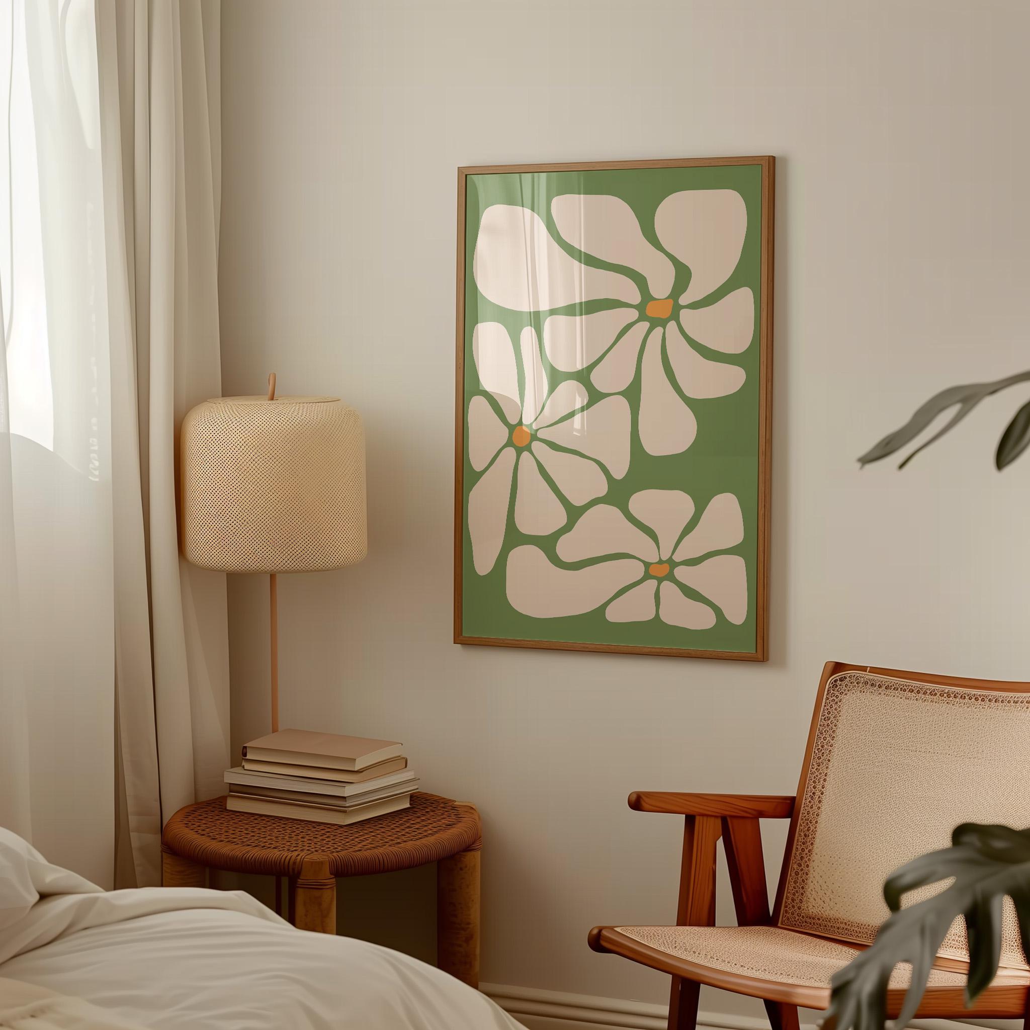 Soft Spring Flower Poster | Danish Pastel Green Wall Art Print, Matisse ...
